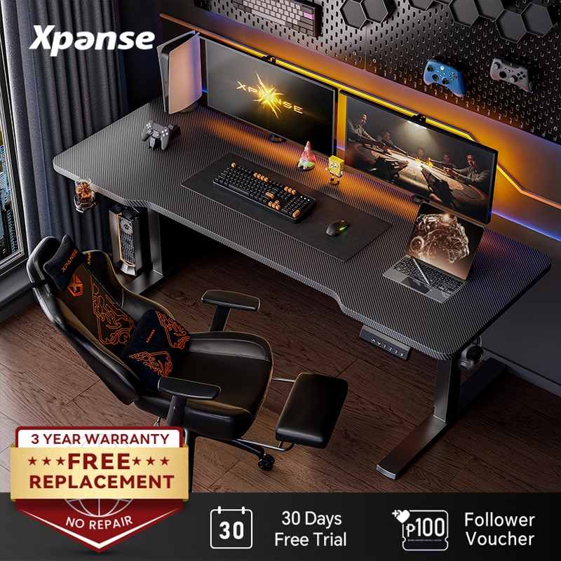 Xpanse Carbon Fiber Electric Gaming Table Adjustable Office Table Study ...