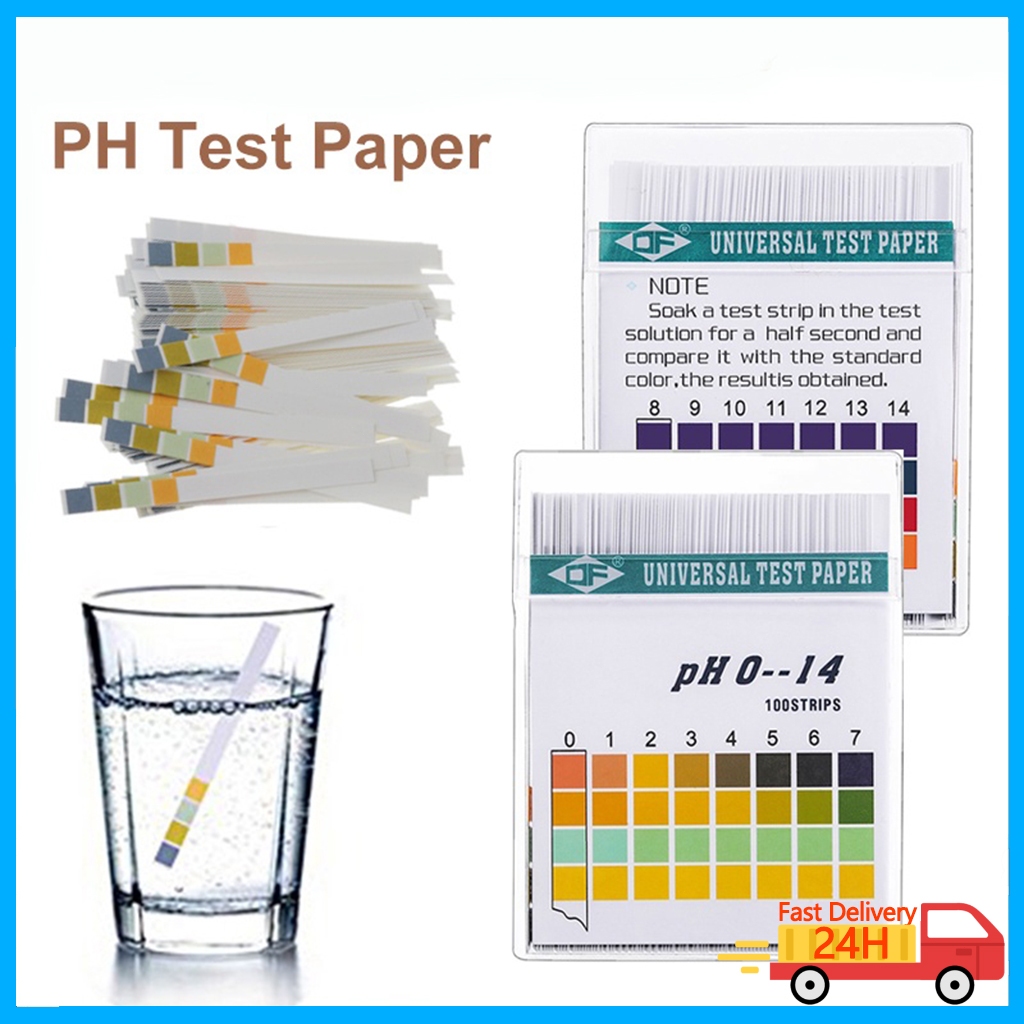 100Strips 0-14 PH Test Paper Scientific Litmus Alkaline Acid Testing PH ...