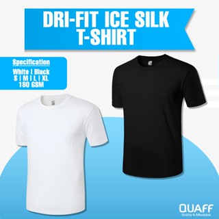 Quaff Ice Silk DRI-Fit T-shirt 180gsm Black & White Plain Printable ...
