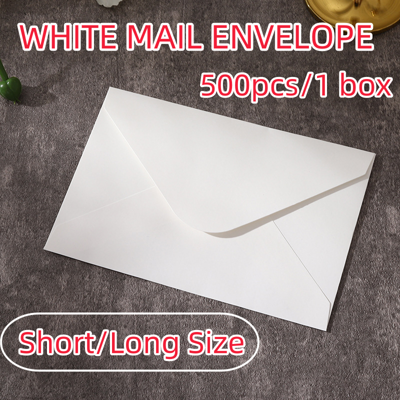 White Mailing Envelope 500pcs/1Box Long Short Size School Supplies ...