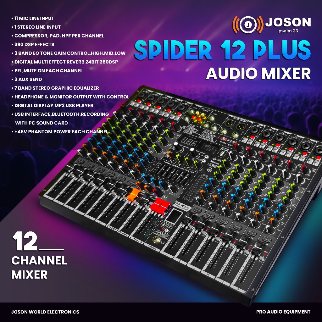 Joson SPIDER 12 PLUS Professional Audio Mixer | Shopee Philippines