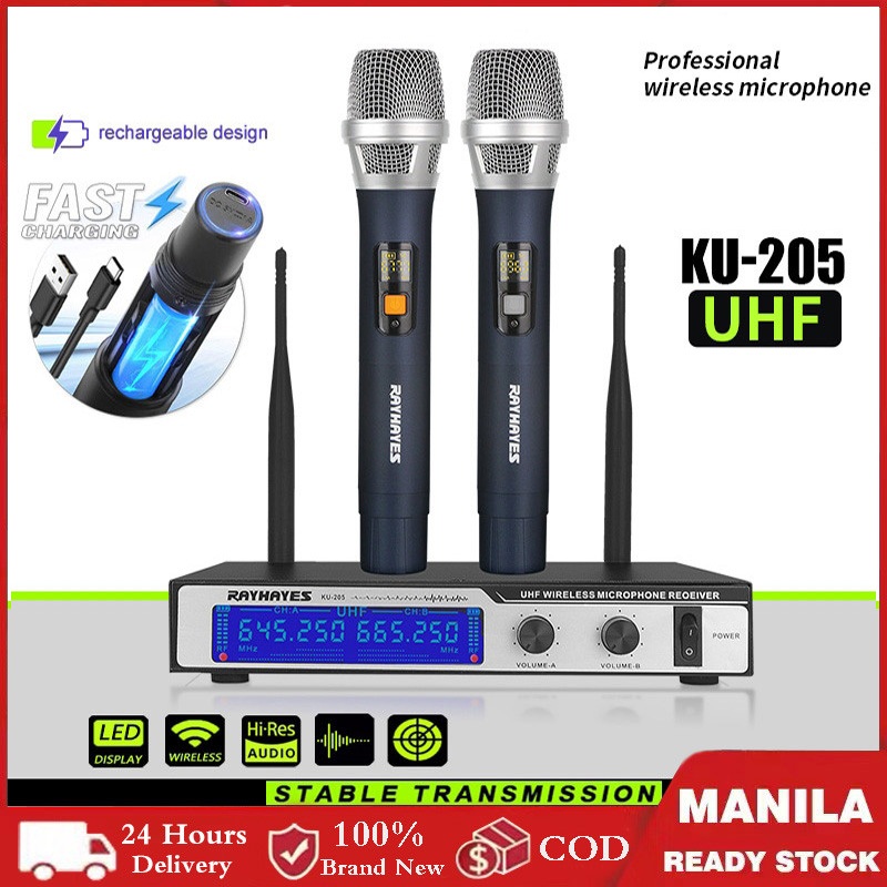 Wireless Microphone Set Wireless Microphone Rechargeable Professional ...
