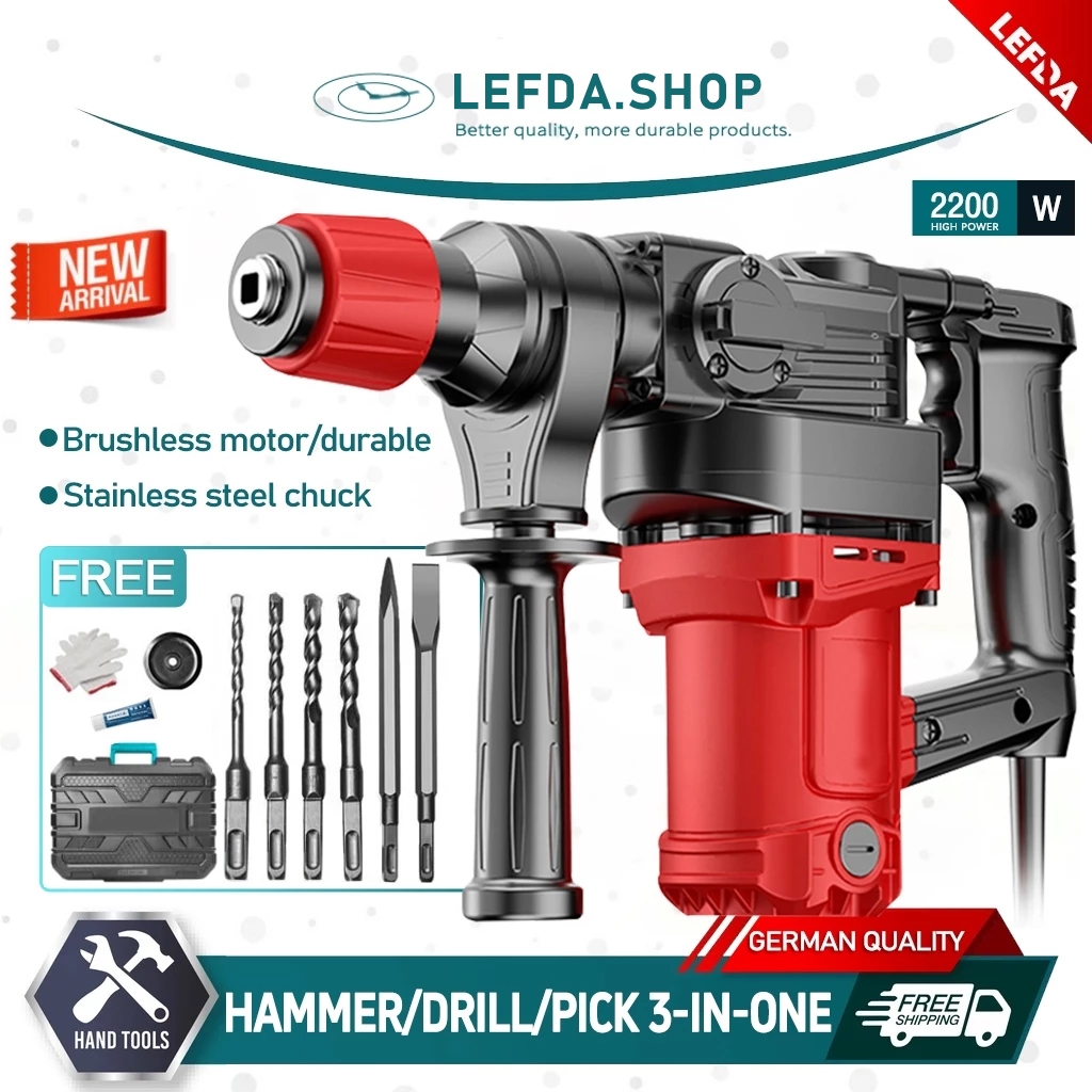 Demolition Electric Hammer 2200W/220V (Free 6 drills) Heavy Duty Rotary ...