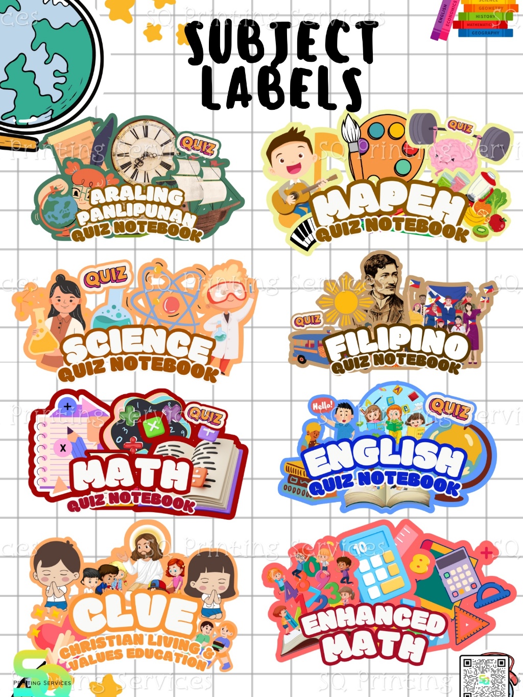 Subject Label & Personalized Name, Grade, Teacher Label Sticker per ...