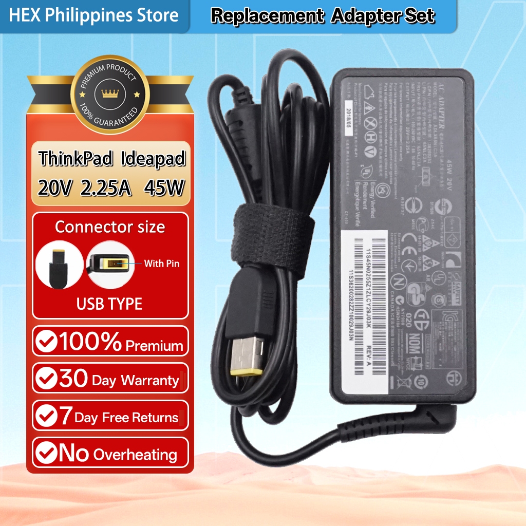 Compatible with LenovoE Charger 20V 2.25A 45W Thinkpad Ideapad YOGA ...