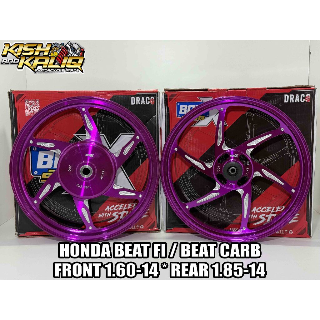 BOM X CNC MAGS DRACO 14s 6 SPOKES FOR HONDA BEAT FI / BEAT CARB (100% ...
