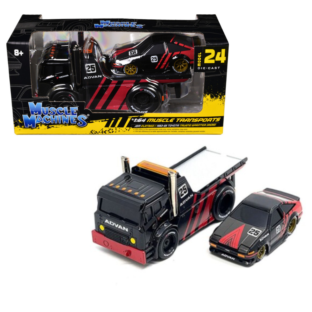Muscle Machines 1/64 Scale JDM Flatbed Trailer and Toyota Trueno ...