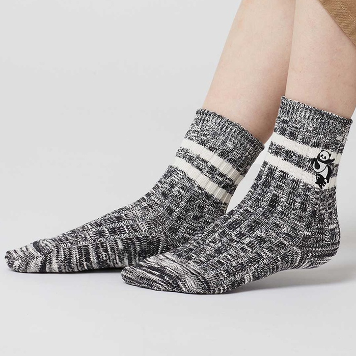 graniph Rolling Pandas Rolling Pandas | Slab middle socks unisex black ...