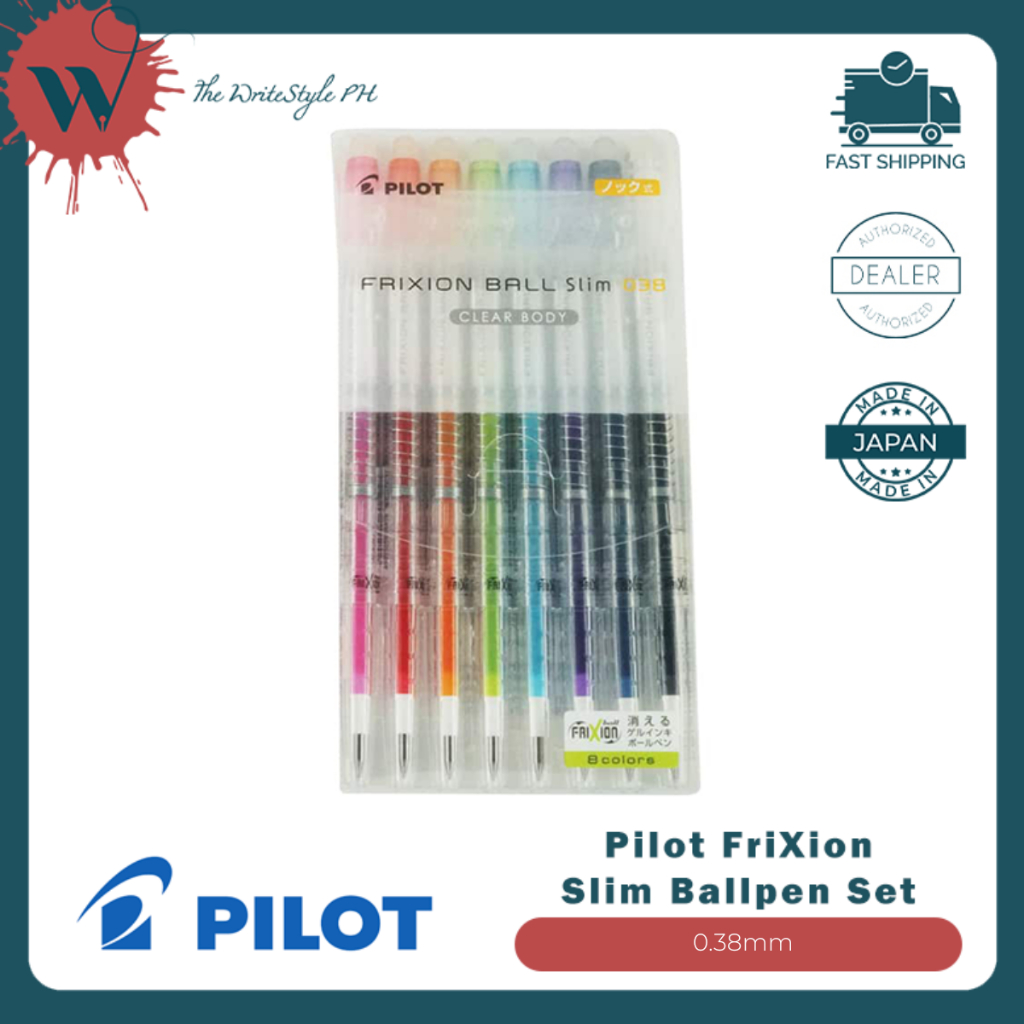 Pilot FriXion Ballpen Slim Clear Body Set of 8 | Shopee Philippines