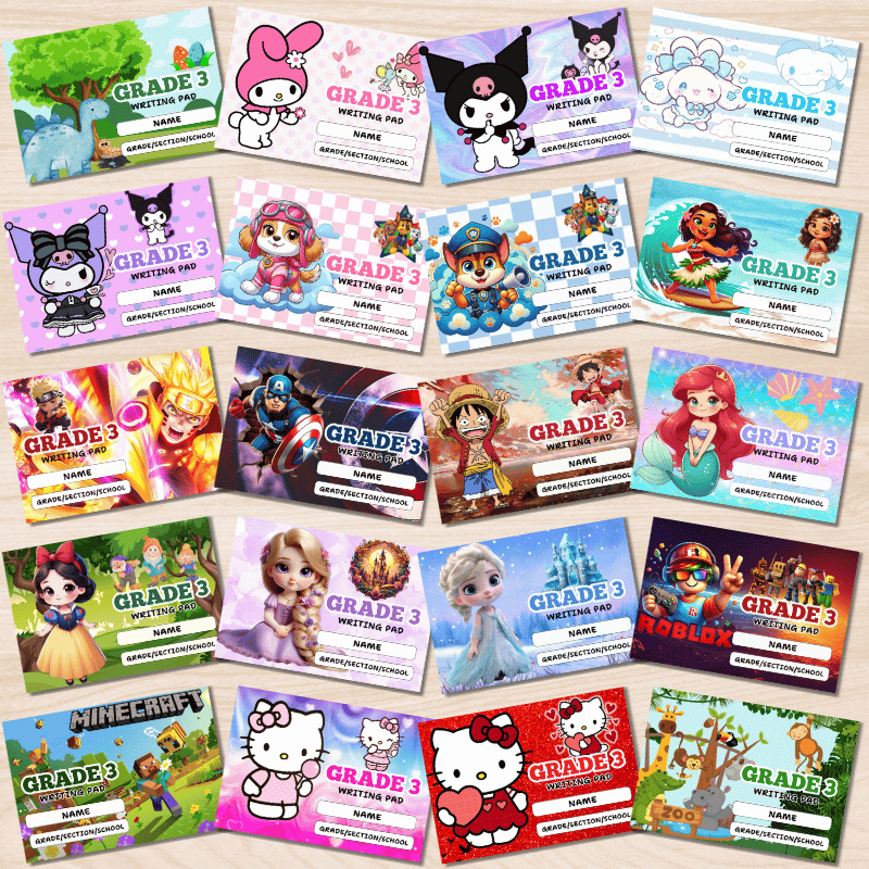 Personalized/Customized Pad Paper - Kinder, Grade 1, 2, 3 and 4 - 50 ...
