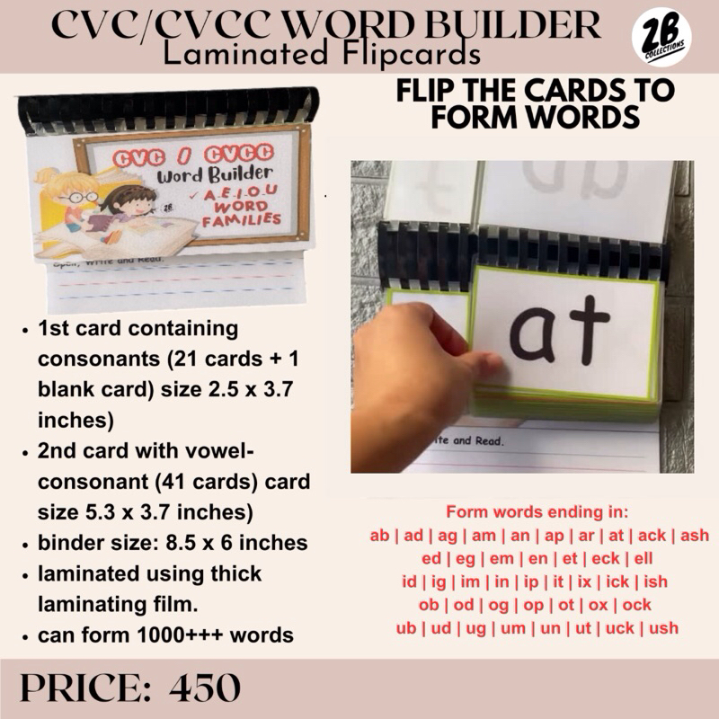 Reading CVC/CVCC Word Families laminated -flip type | Shopee Philippines