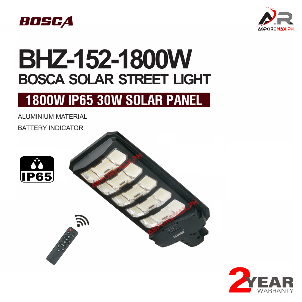 BOSCA Solar Street Light 1200W 1500W & 1800W BHZ-152 Outdoor Light ...