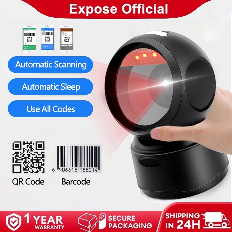 EXPOSE 1D 2D Desktop Barcode Scanner, QR Barcode Reader Support Screen ...