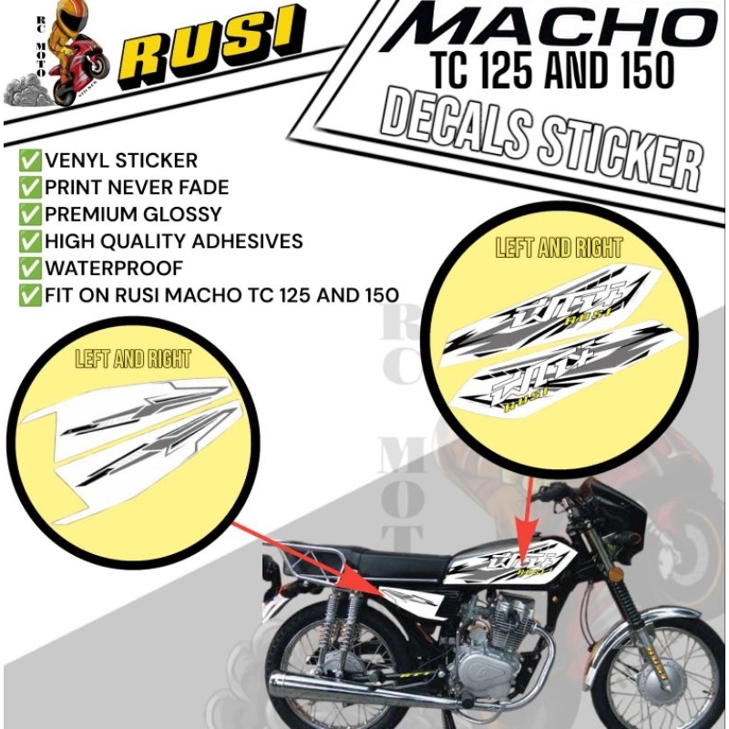 RUSI MACHO TC 150 AND TC 125 STICKER GAS TANK / RUSI MACHO STICKER ...