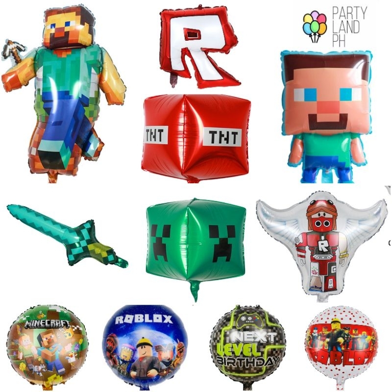 Roblox Minecraft Theme Round Foil Birthday Party Decoration | Shopee ...