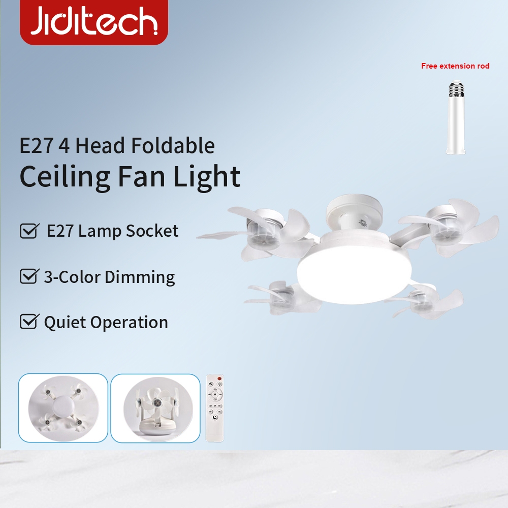 Jiditech Foldable Ceiling Fan With Light 2 in 1 Ceiling Fan Light ...
