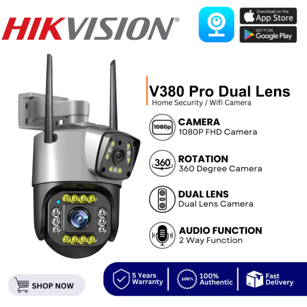 HIKVISION Dual lens V380 CCTV 1080P FHD WiFi Camera IP Security Cam ...