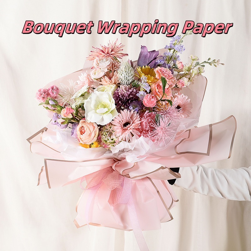 20pcs Korean Style Flower Bouquet Wrapping Paper with Gold Border ...