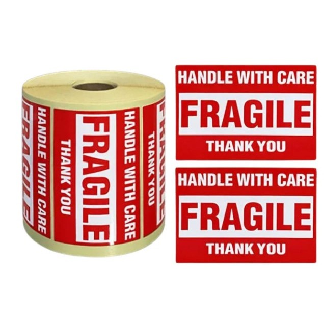 Fragile Sticker 500 Pcs/Roll 76 x 51 mm / 2 x 3 inches SELF ADHESIVE ...