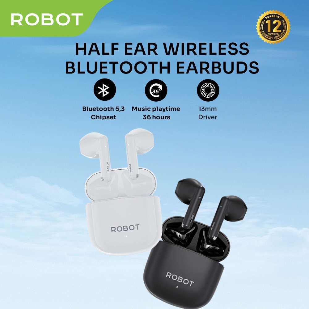 Robot Airbuds T60 TWS Wireless Earphone Bluetooth 5.3 IPX4 Waterproof ...