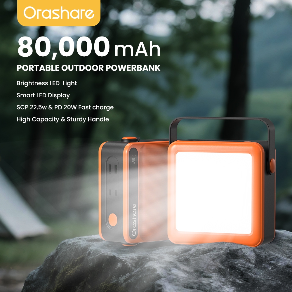 Orashare OL80Pro 80000mAh Powerbank 22.5/65W Fast Charging with Bright ...