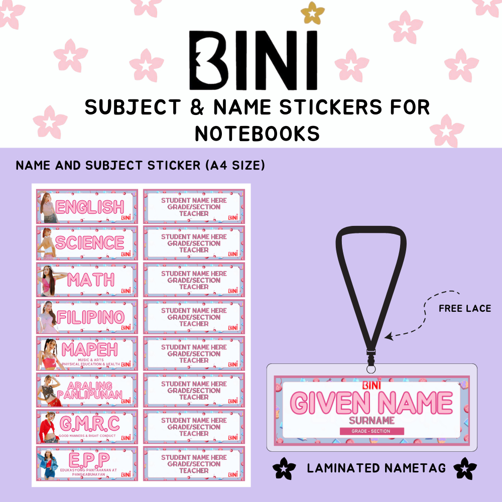 BINI Notebook Stickers Subject Stickers Name Label Stickers | Shopee ...