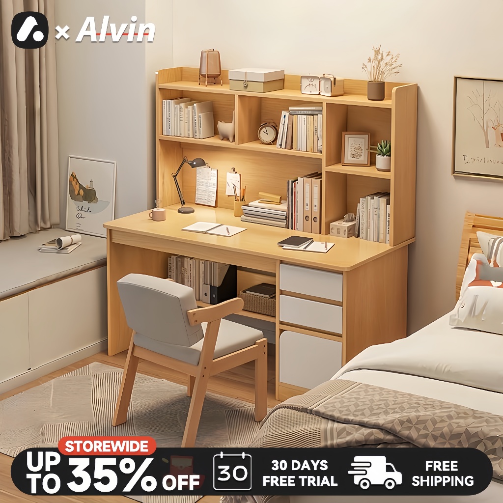 ALVIN Computer Desk Home Writing Office Small Bookshelf Combination A ...