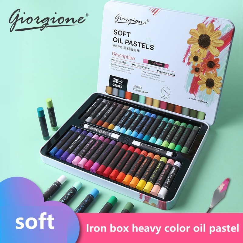 Heavy color oil painting stick super soft iron box set 24/36/48 color ...