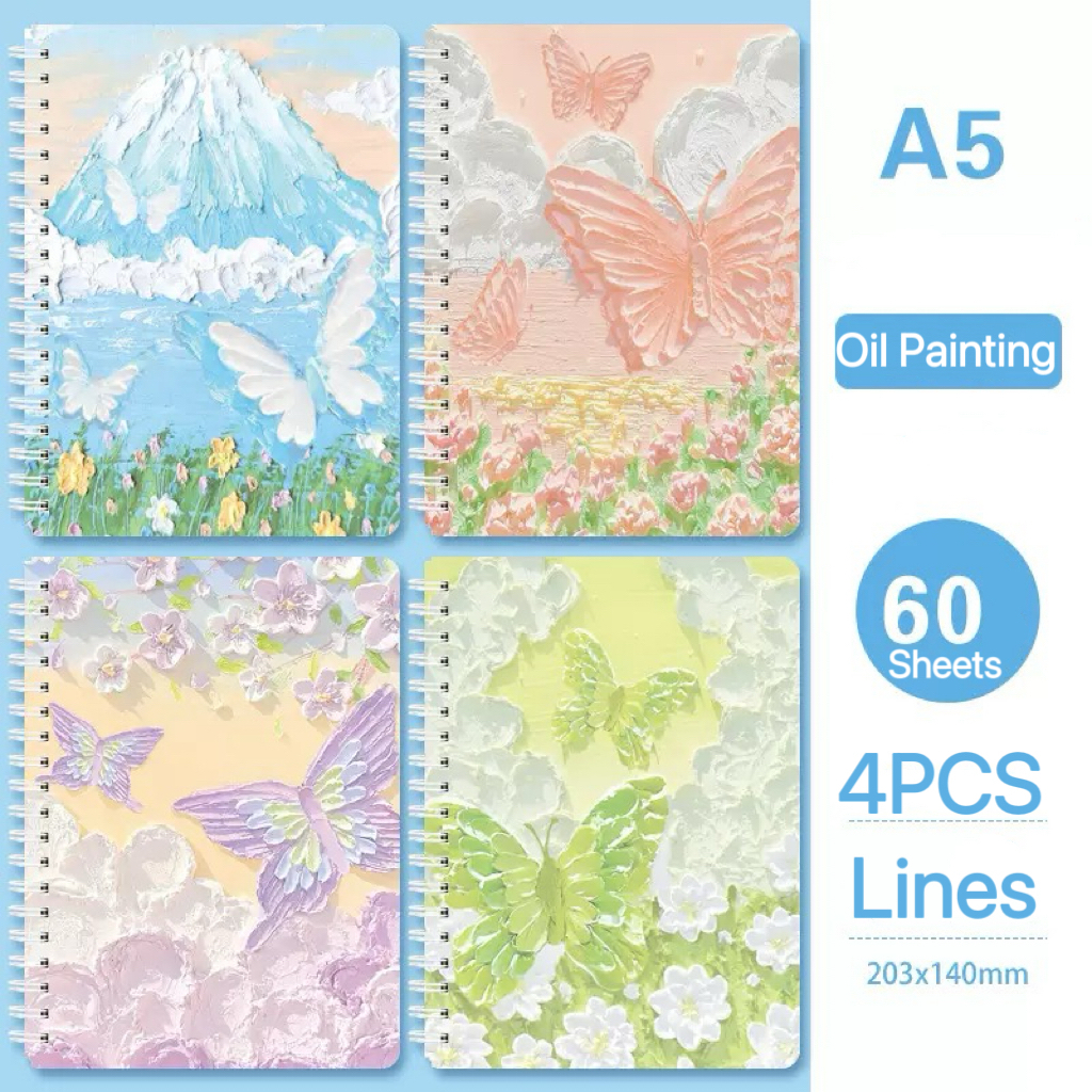 A5 Coil Book Notebook Oil Painting Butterfly Thickened Pages Taking ...
