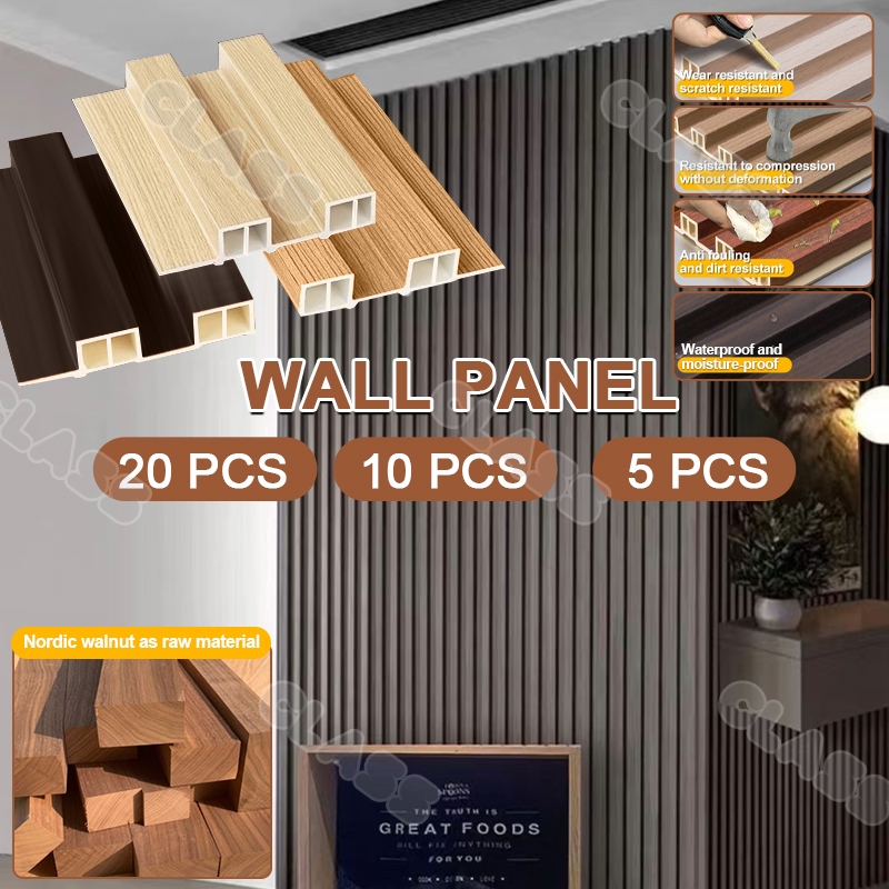 Premium Nordic Walnut Panel Board Grille Design PVC Background Wall ...