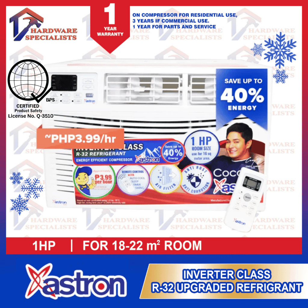 Astron Inverter Class 1HP Window Type Aircon with Remote TC-L100RE ...
