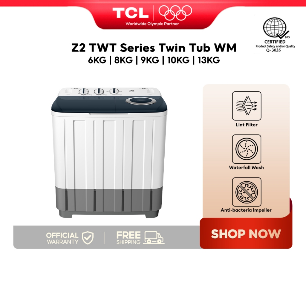 TCL Twin Tub Washing Machine - TWT Z2, Powerful Washing, Super Dry ...