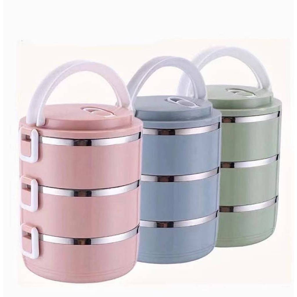 Portable 3Layers Stainless Steel Insulated Bento Lunch Box Leak Proof ...