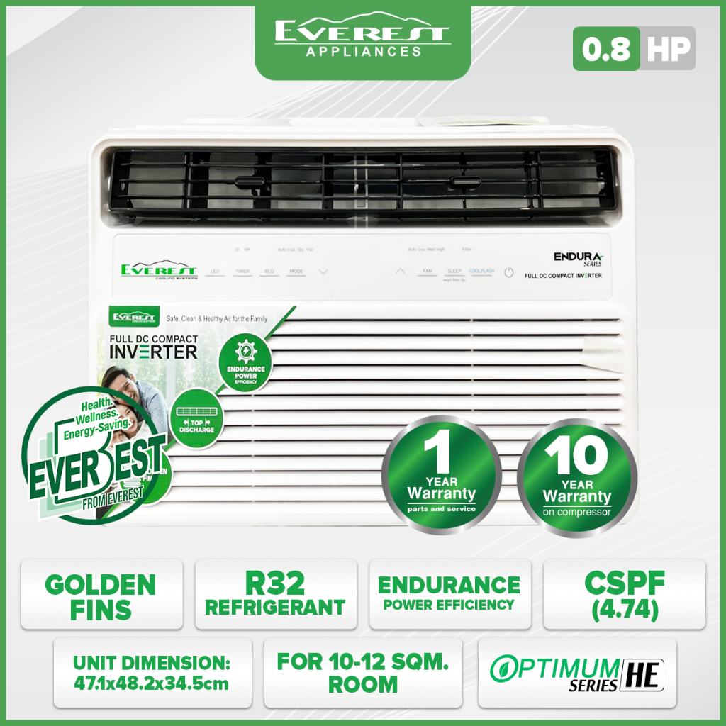 Everest Endura 0.8HP Inverter Window Type Aircon/Full Dc/ Top Discharge ...