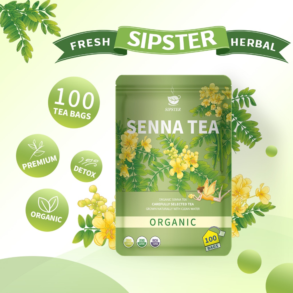 Sipster Senna Tea Organic Herbal Slimming Tea 100 TeaBags Gentle ...
