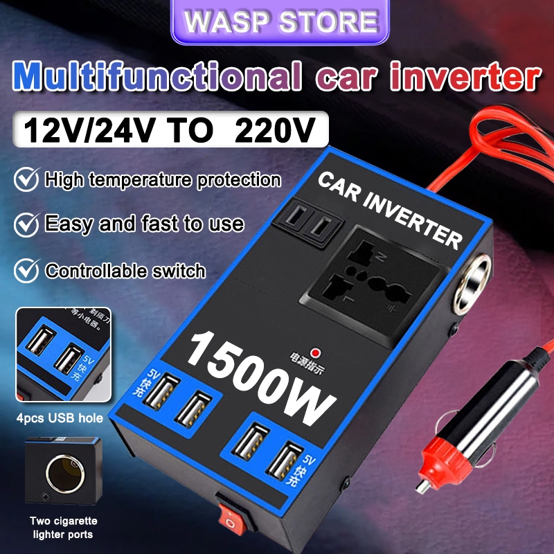 Car Inverter 12V/24V to 220V Power Converter Car Power Inverter Multi ...