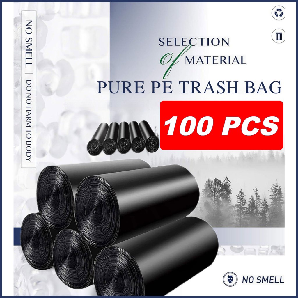 100Pcs Garbage Bag Thickend Black Trash Bag Garbage Bag Strong Plastic ...