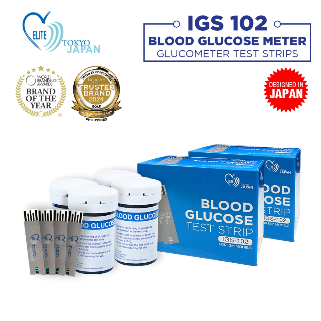 Indoplas Elite IGS102 Blood Glucose Meter Glucometer Test Strips - 100 ...