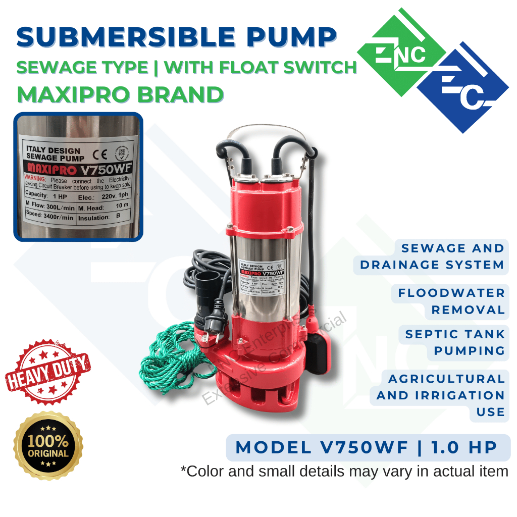 Submersible Pump | Sewage Type | With Float Switch | Maxipro Brand ...