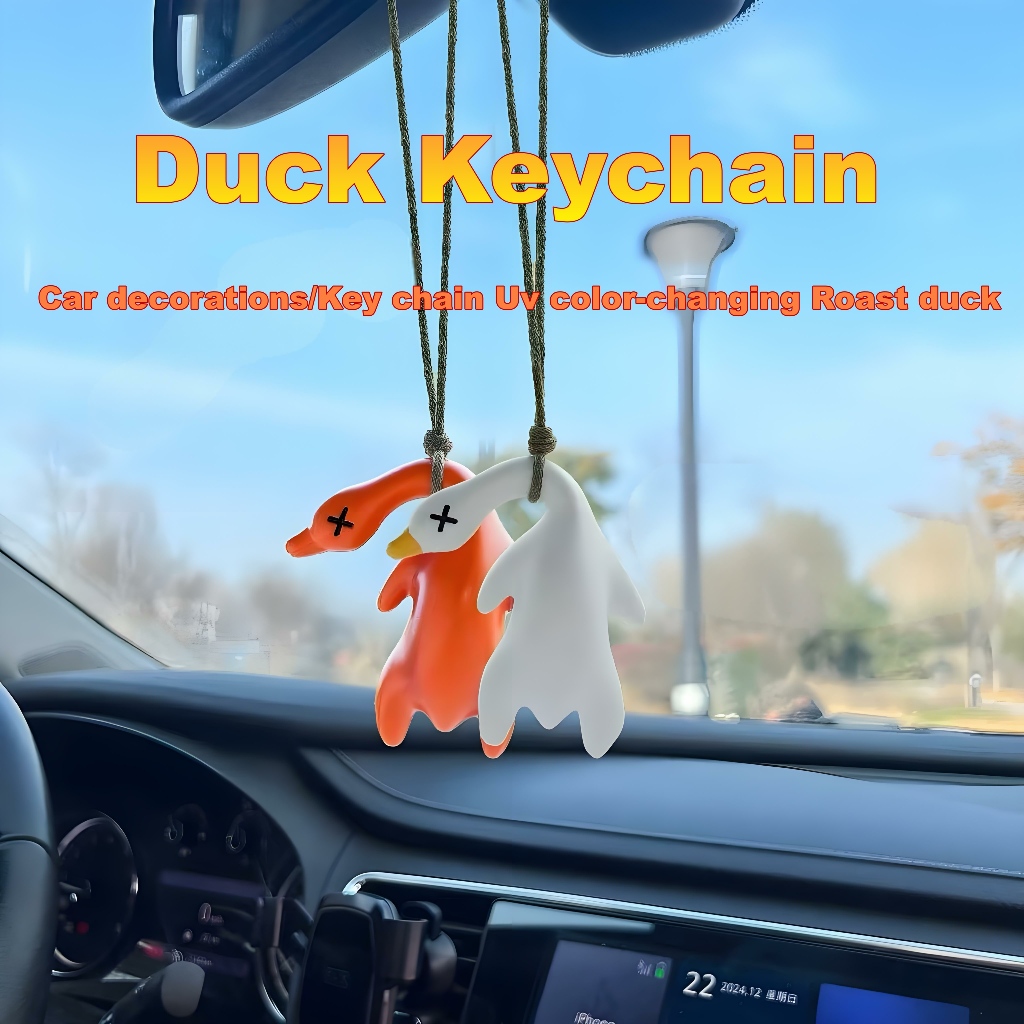 3pcs UV fashion color changing roast duck pendant creative keychain ...