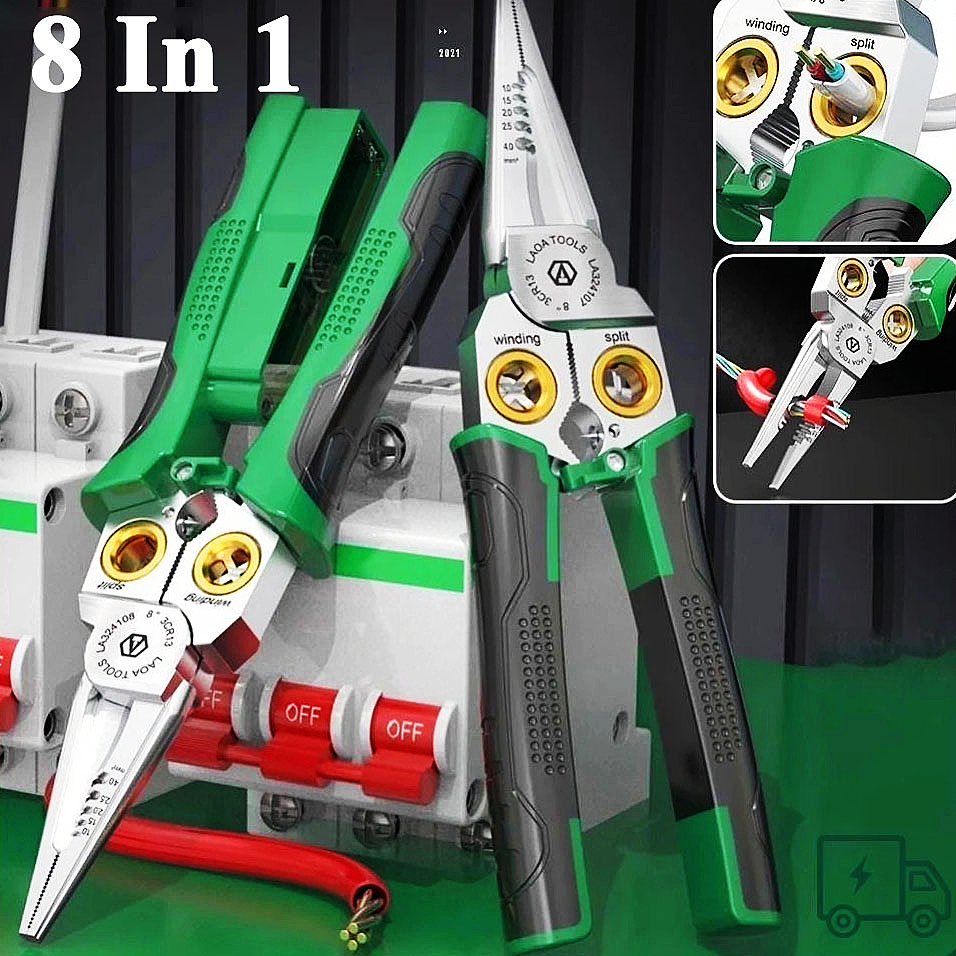 8-In-1 Electrician Multifunctional Wire Stripper Needle-Nose Pliers ...