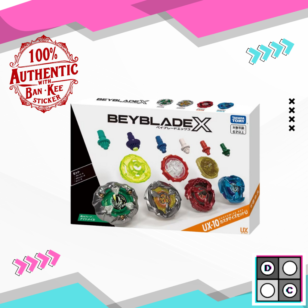 ORIGINAL TAKARA TOMY BEYBLADE X W/ BAN KEE STICKER UX-10 CUSTOMIZE SET ...