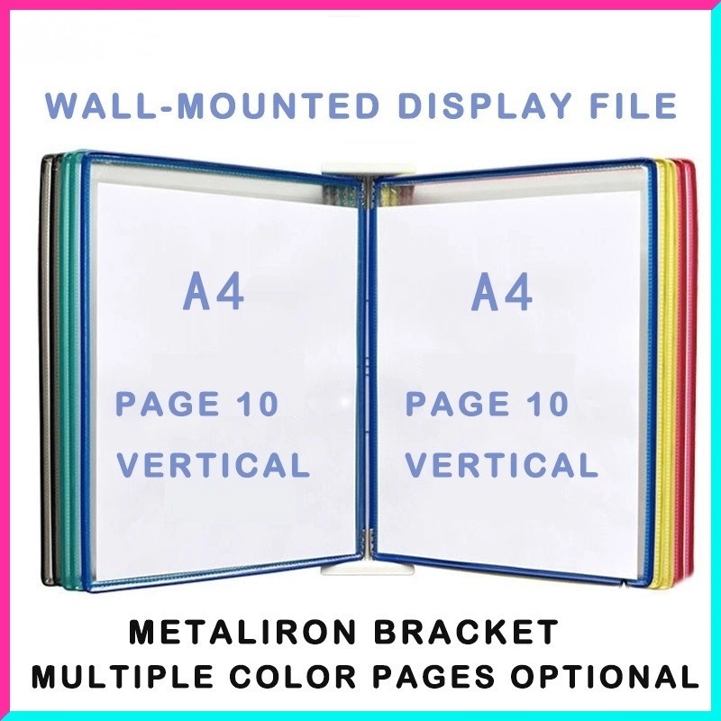 A4 10Pages Wall-Mounted Folder Page-Turning Display File Rack Document ...