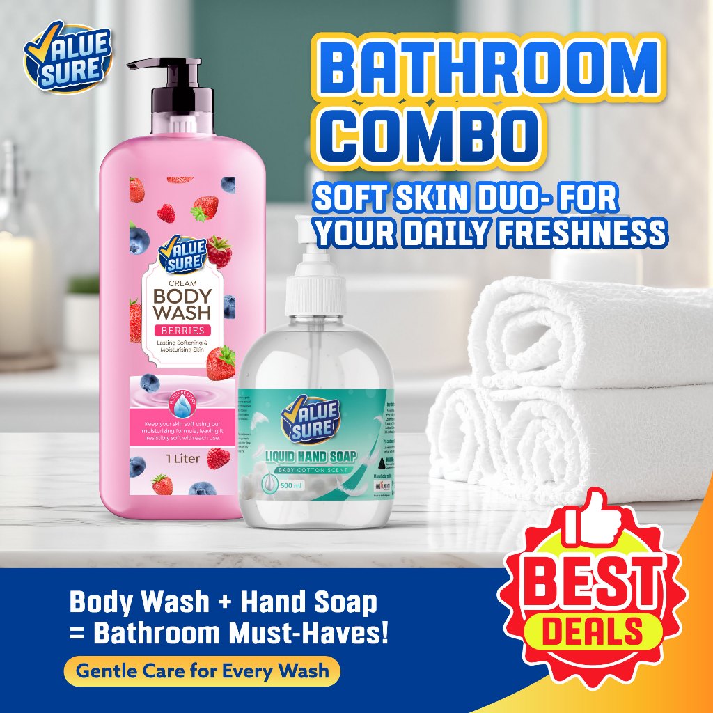 Value Sure Bathroom Combo Bundle | 1L Body Wash + 500ml Hand Soap ...