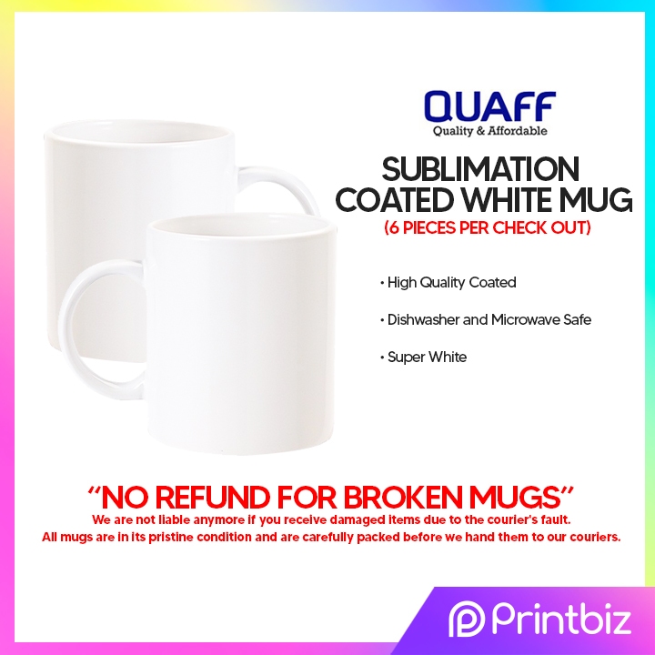 QUAFF Sublimation Coated White Mug (6PCS) | Shopee Philippines