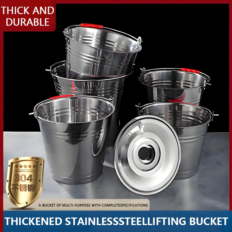 Household stainless steel bucket with Cover Handle Ice Bucket High ...