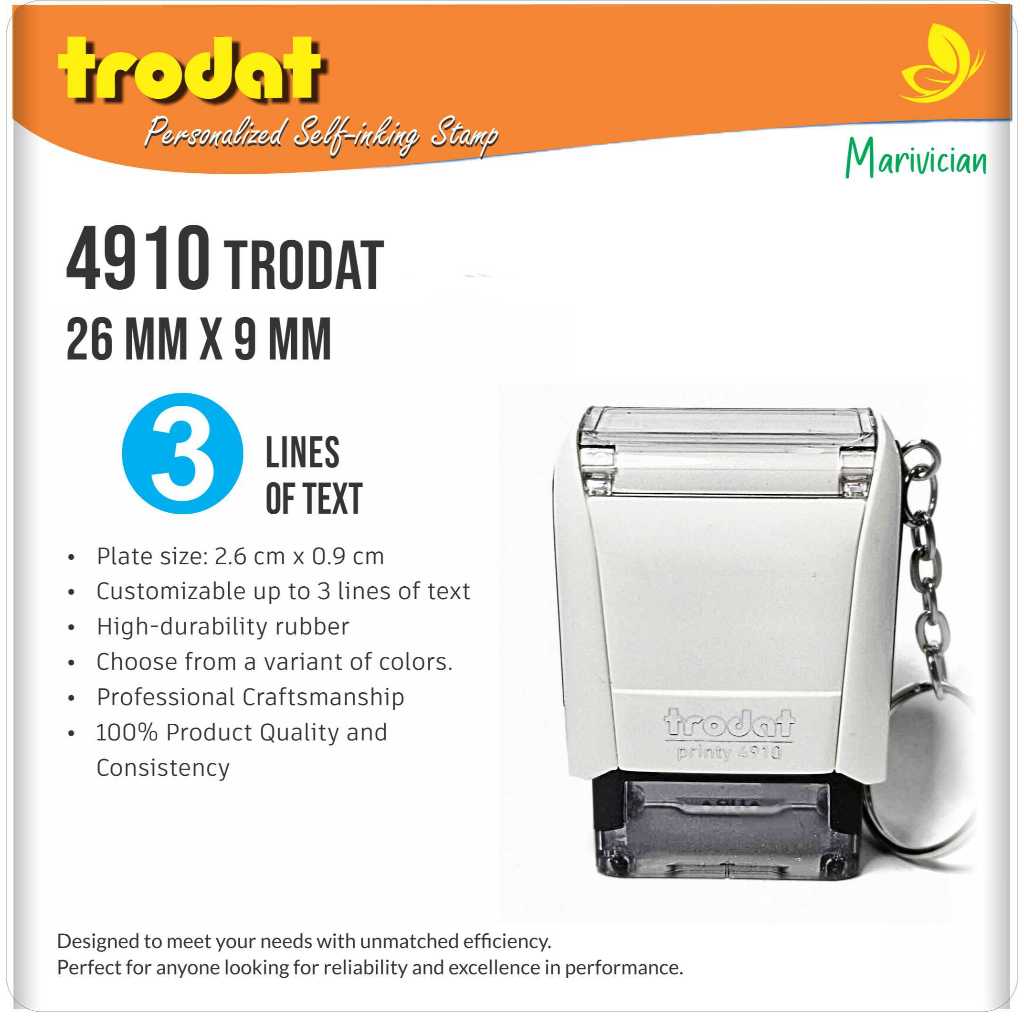 Trodat Stamp 4910 All White Personalized Self-inking Custom Name Rubber ...