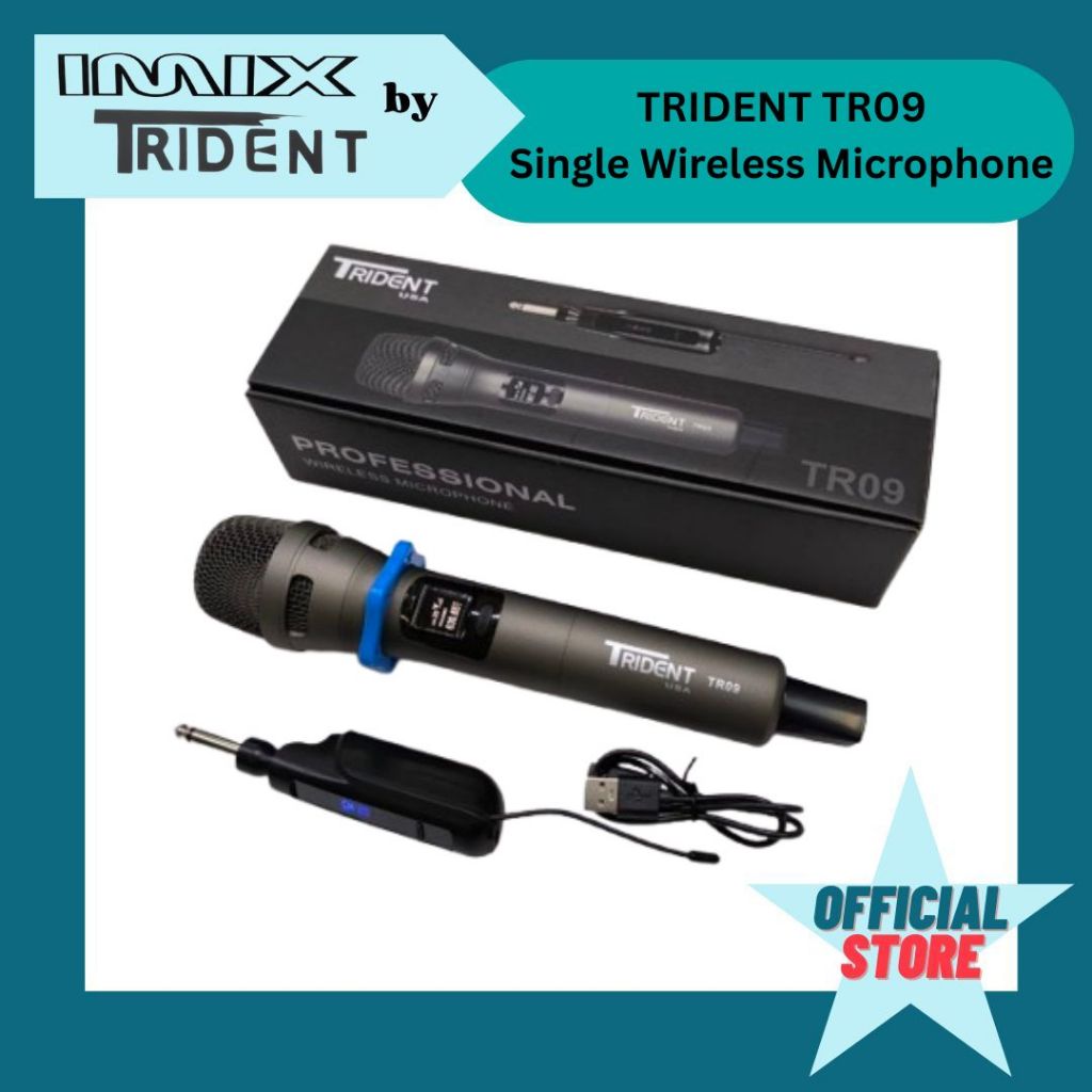 TRIDENT TR09 Single UHF rechargeable wireless microphone plug and play ...