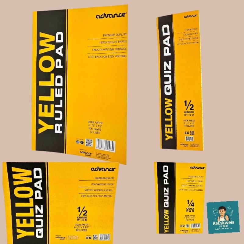 Advance Yellow Pad - Long Pad, 1/4 Page, Crosswise, Lengthwiss (Set of ...