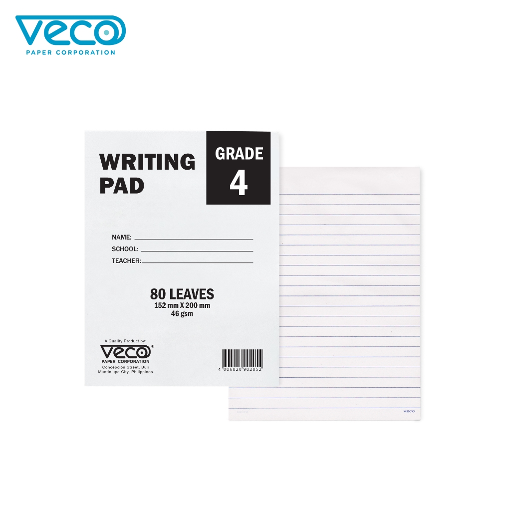Veco Writing Pad Paper for Grade 4 80 leaves 46gsm (Available in: 1pad ...